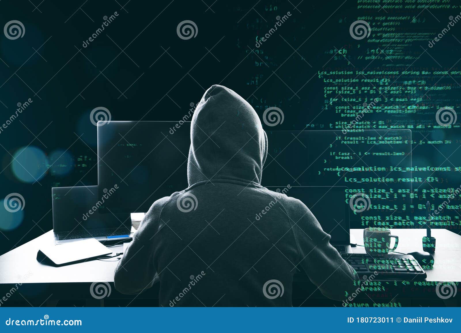 Hacker Programmer Using Computer Stock Image - Image of internet ...