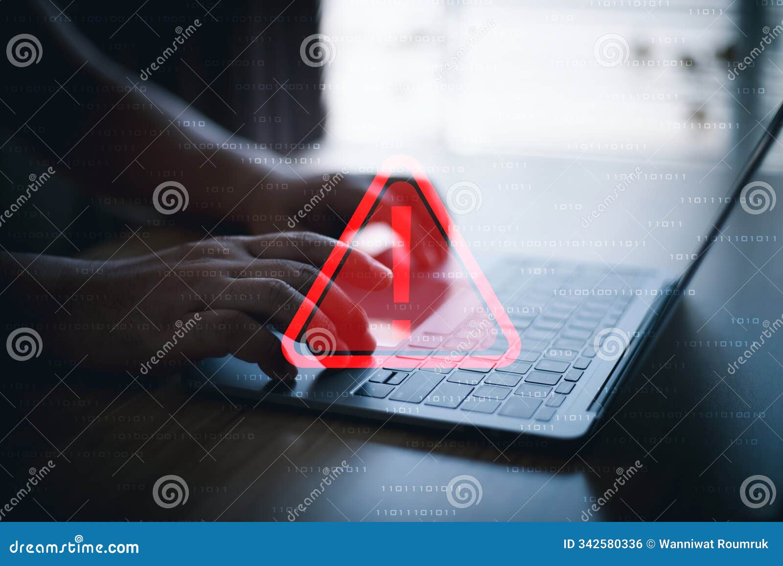 Laptop With Caution Warning Sign Virus Detection. Royalty-Free Stock Photography | CartoonDealer ...