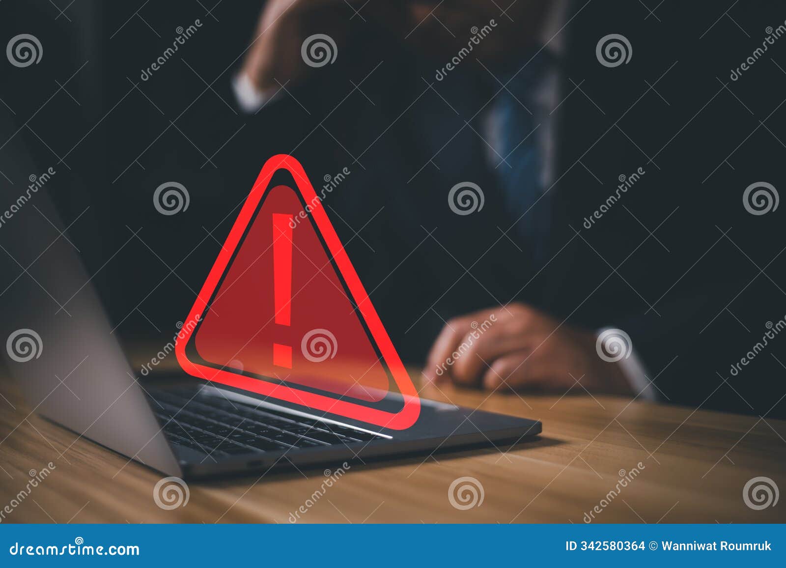 Laptop With Caution Warning Sign Virus Detection. Royalty-Free Stock ...