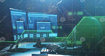 Hacker with Progress Loading Bar on Computers Stock Photo - Image of ...