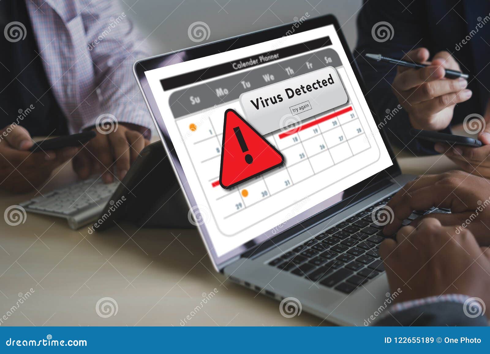 Hacker Protection Concept Man Working on Laptop Virus Detected a Stock ...