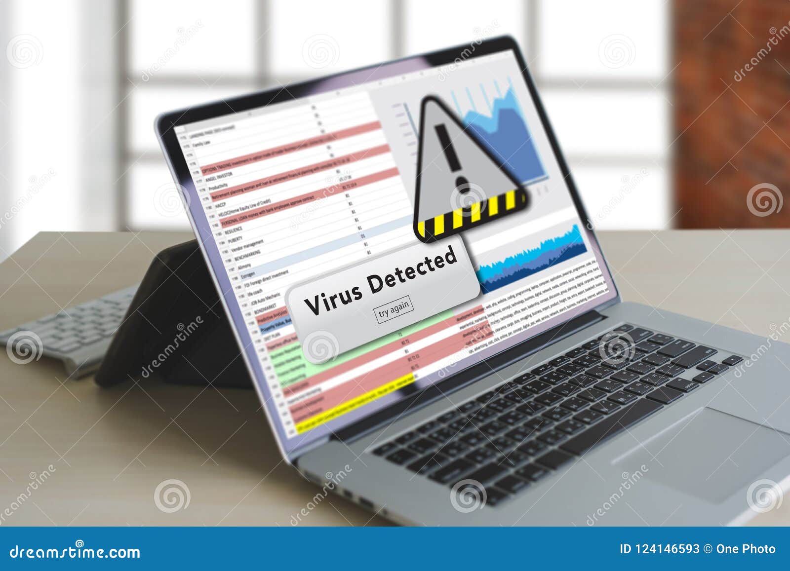 Hacker Protection Concept Man Working on Laptop Virus Detected a Stock ...