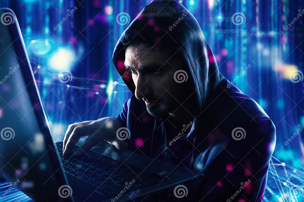 Hacker Reading Personal Information. Concept of Privacy and Security ...