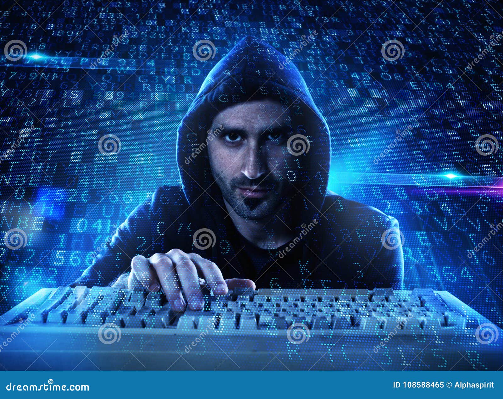 Hacker Reading Personal Information. Concept of Privacy and Security ...