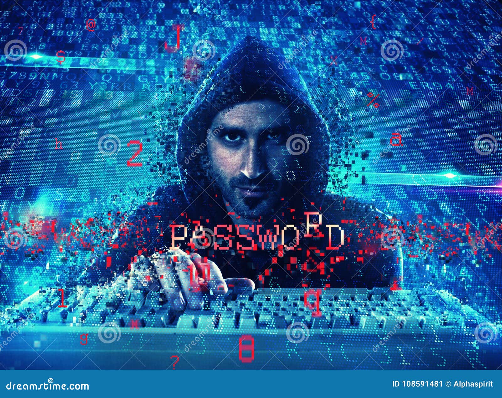 Hacker Reading Personal Information. Concept of Privacy and Security ...