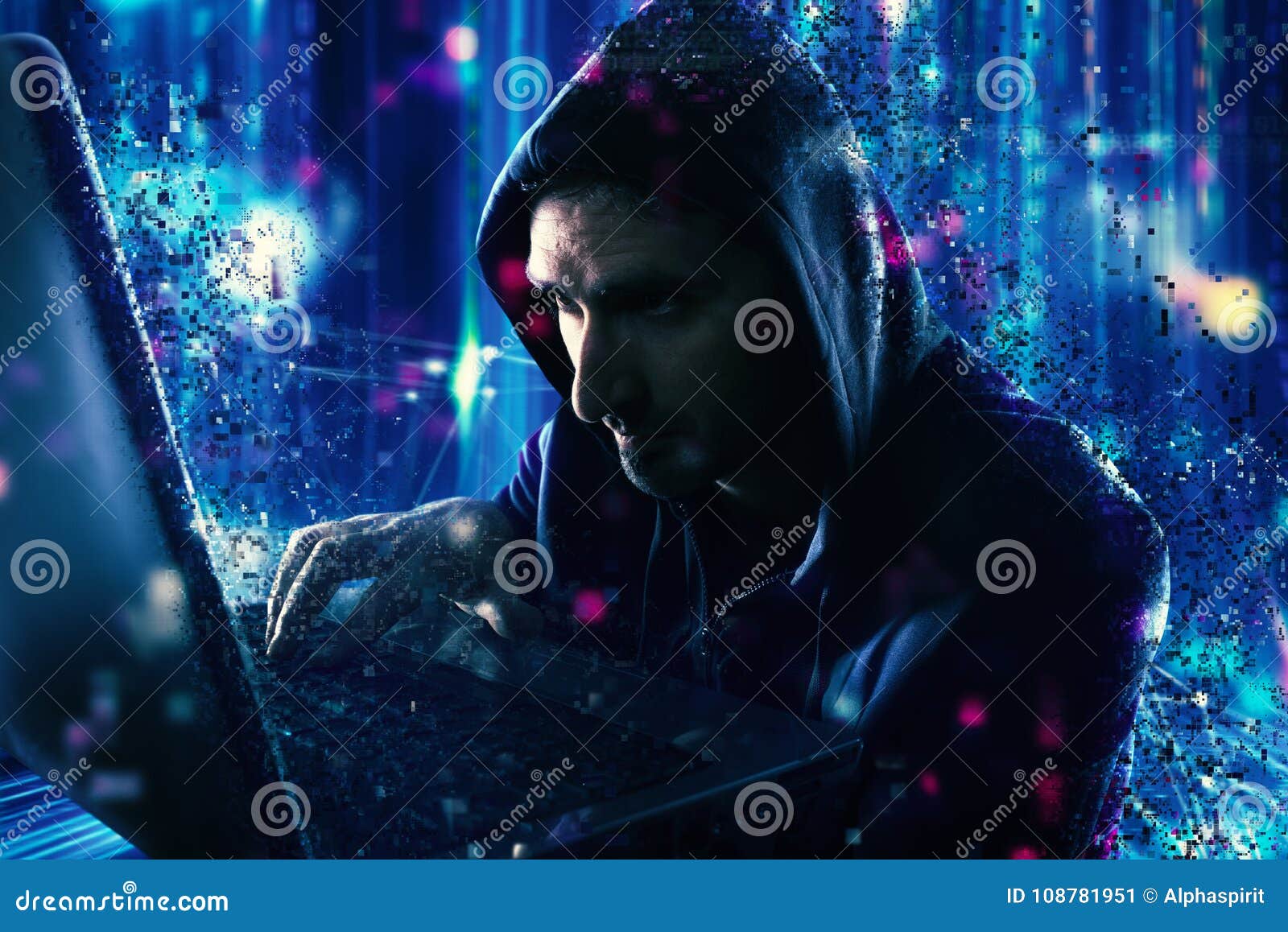 Hacker Reading Personal Information. Concept of Privacy and Security ...