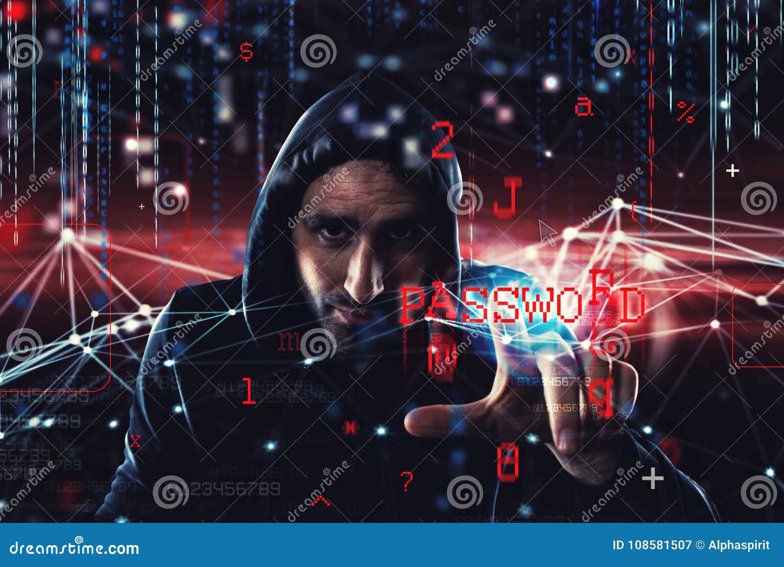 Hacker Reading Personal Information. Concept of Privacy and Security ...