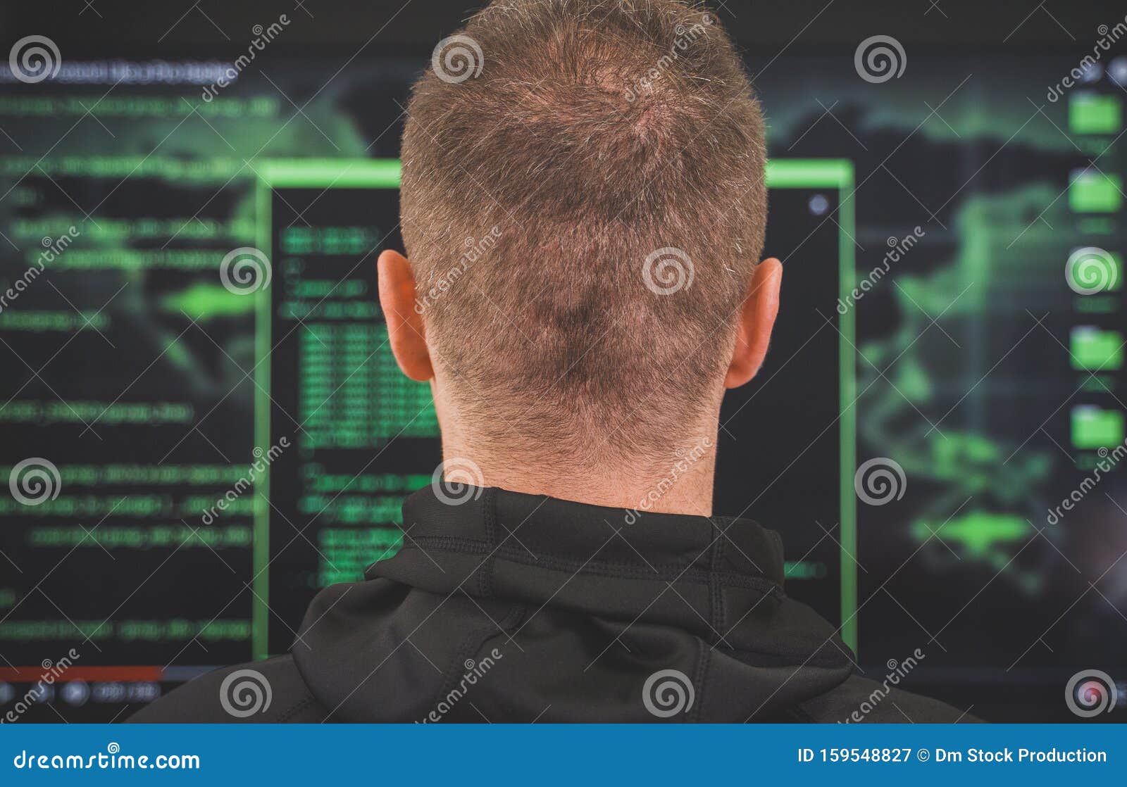 Hacker. Rear view stock image. Image of covered, hoodie - 159548827