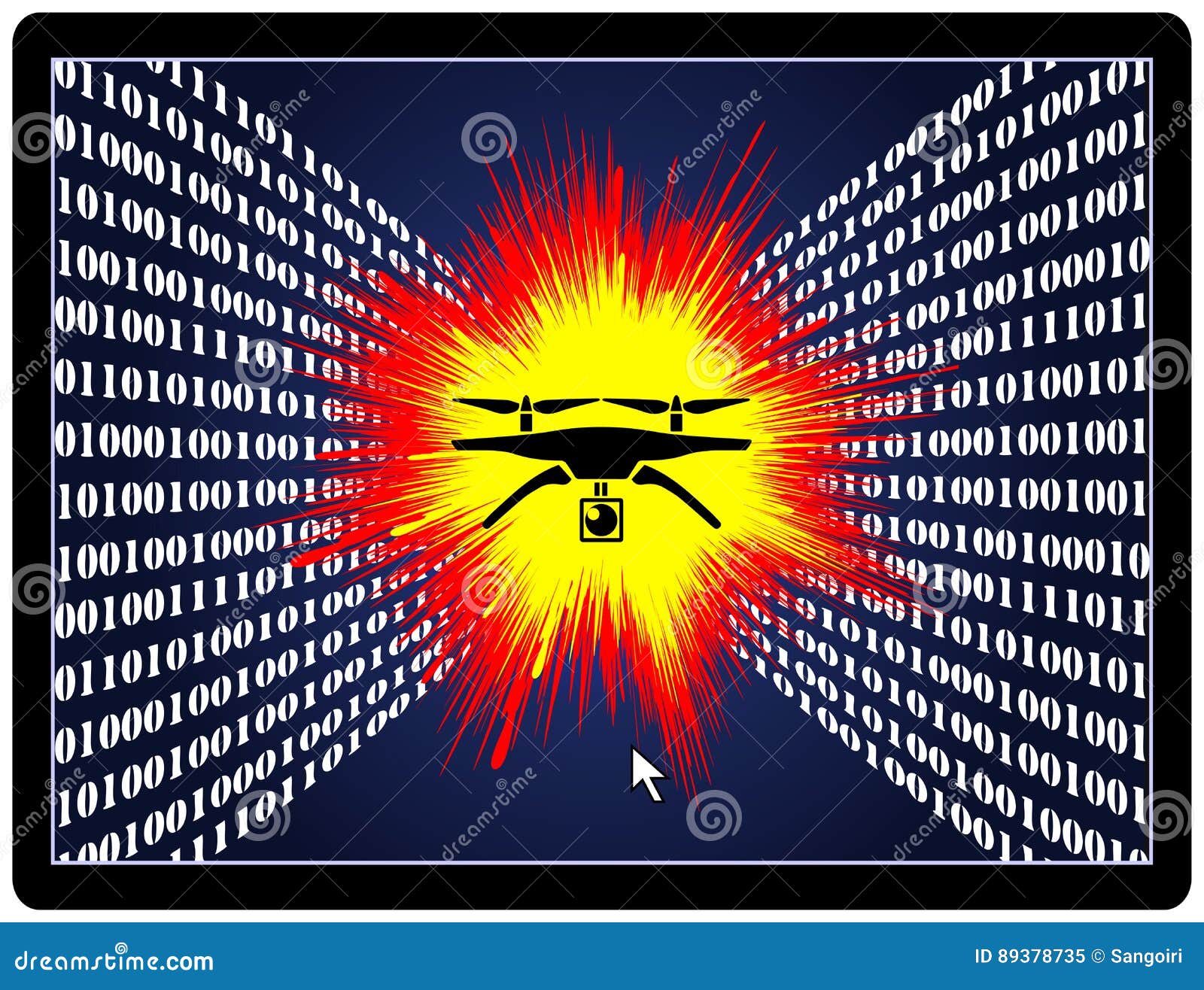 Hacker Remotely Kills Drone Stock Illustration - Illustration of ...