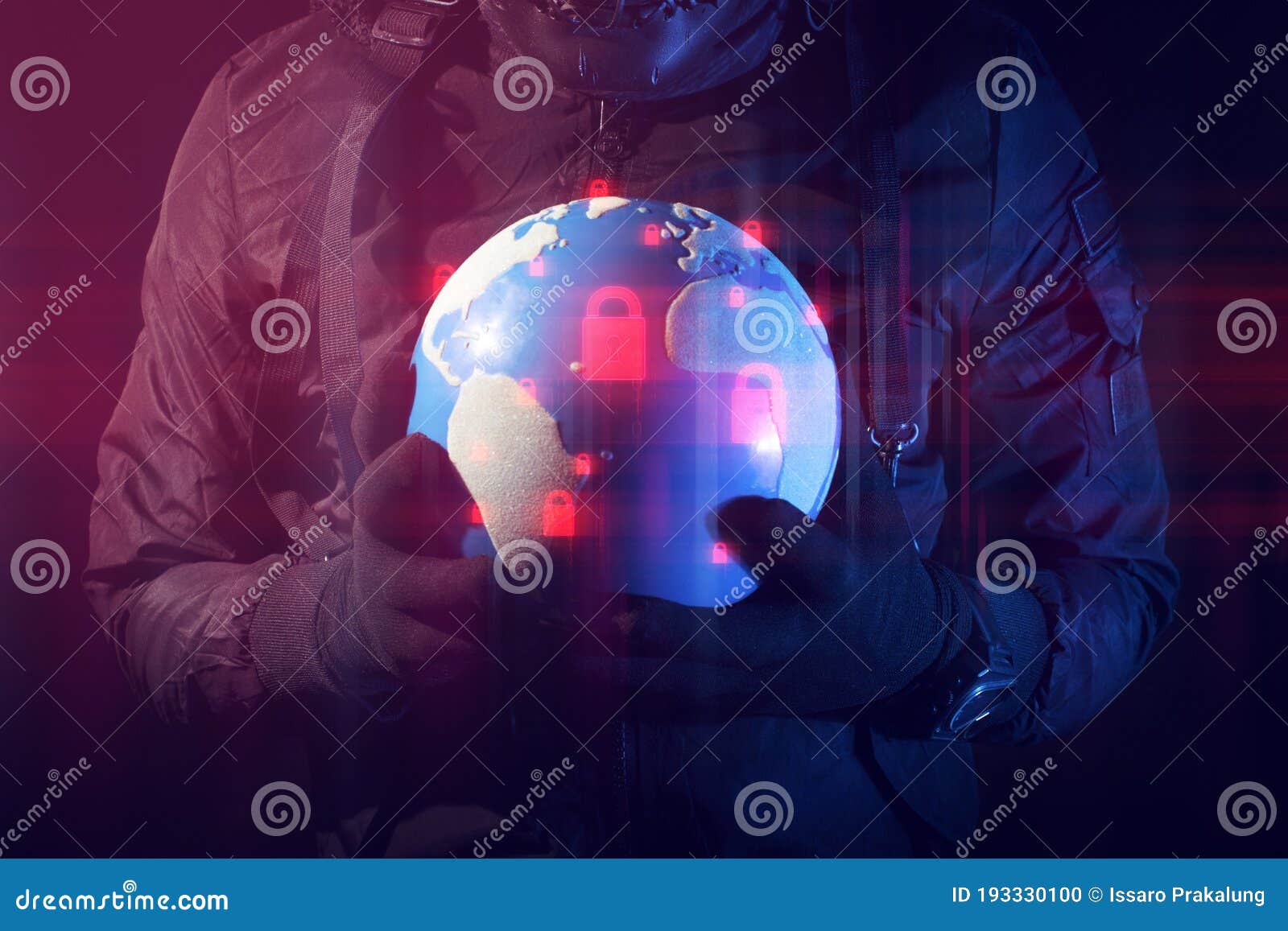 Hacker Robbery Terrorist Holding Global Earth with Virus Computer ...