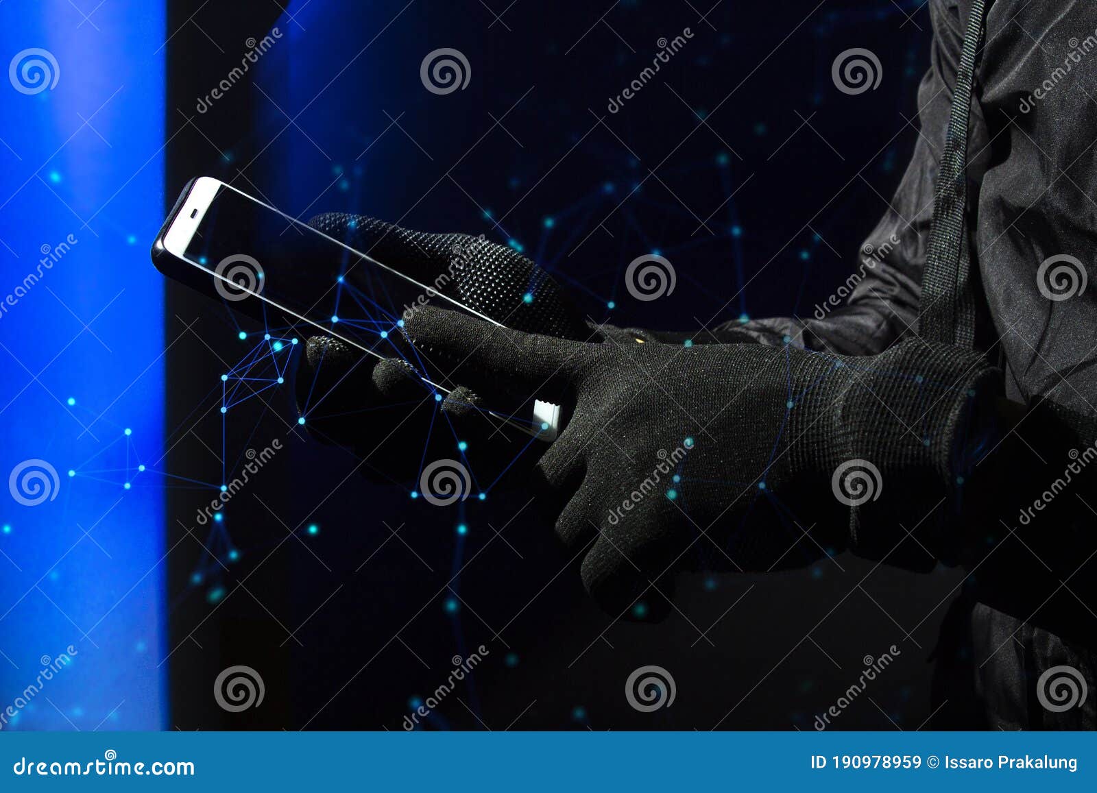 Hacker Robbery Terrorist with Tablet Smartphone Stock Image - Image of ...