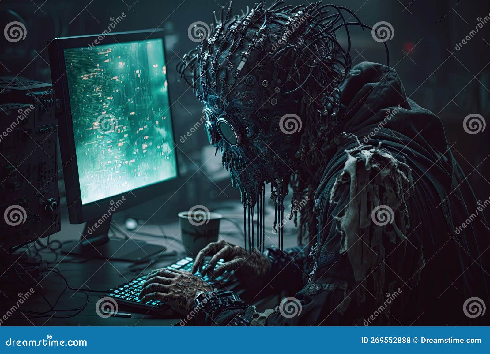 Hacker Robot Hacks Into A Computer Cyborg Of Future Is Working At