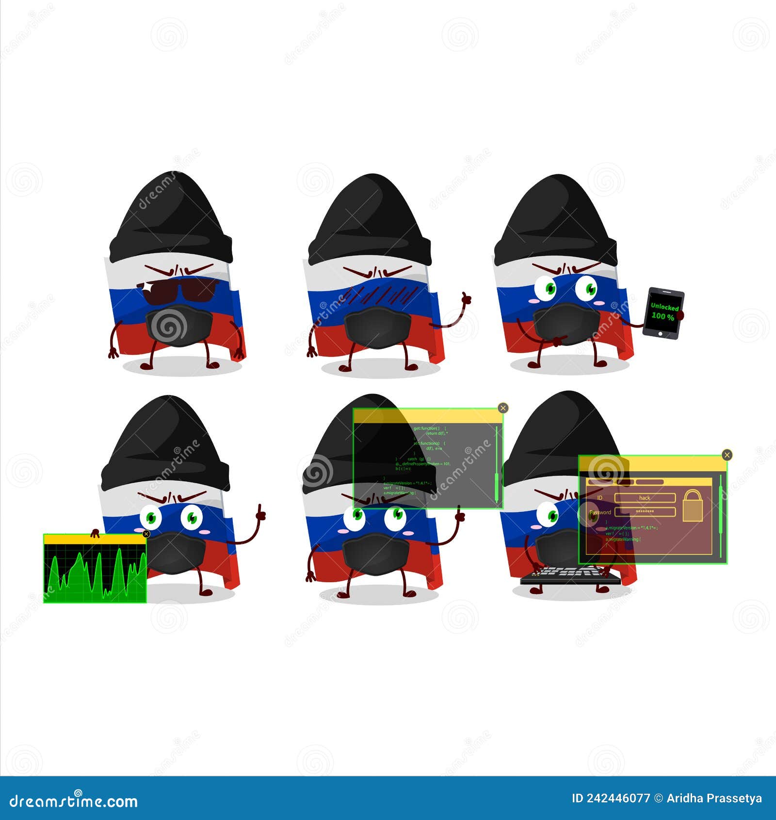 A Hacker Russia Flag Character Mascot with Stock Vector - Illustration ...