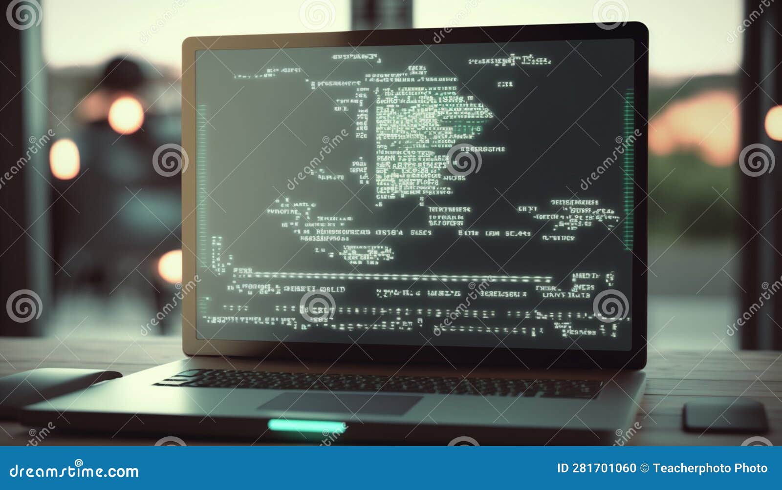 Hacker S Laptop Its Screen Displaying Cascading Binary Code Symbolizing The Network Security