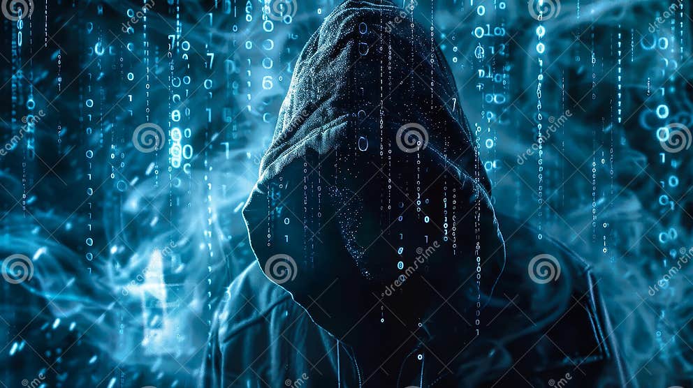 A Hacker S Shadow Amidst the Digital Rain Stock Image - Image of hacker ...