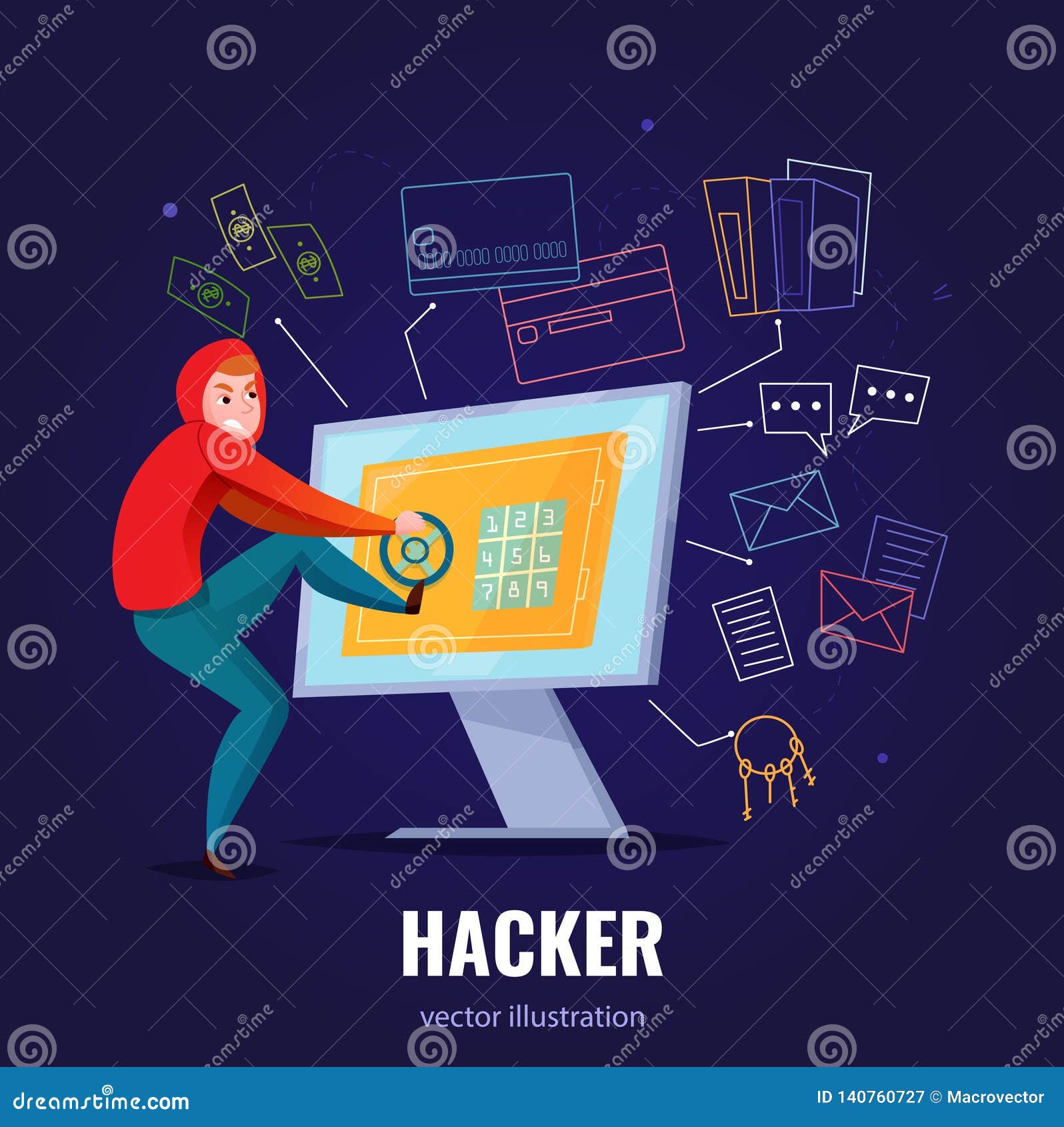Hacker Safe Composition stock vector. Illustration of design - 140760727
