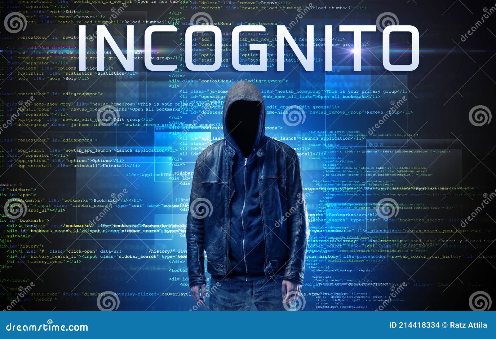 Hacker Sans Visage Sur Fond De Code Photo stock - Image du garantie ...