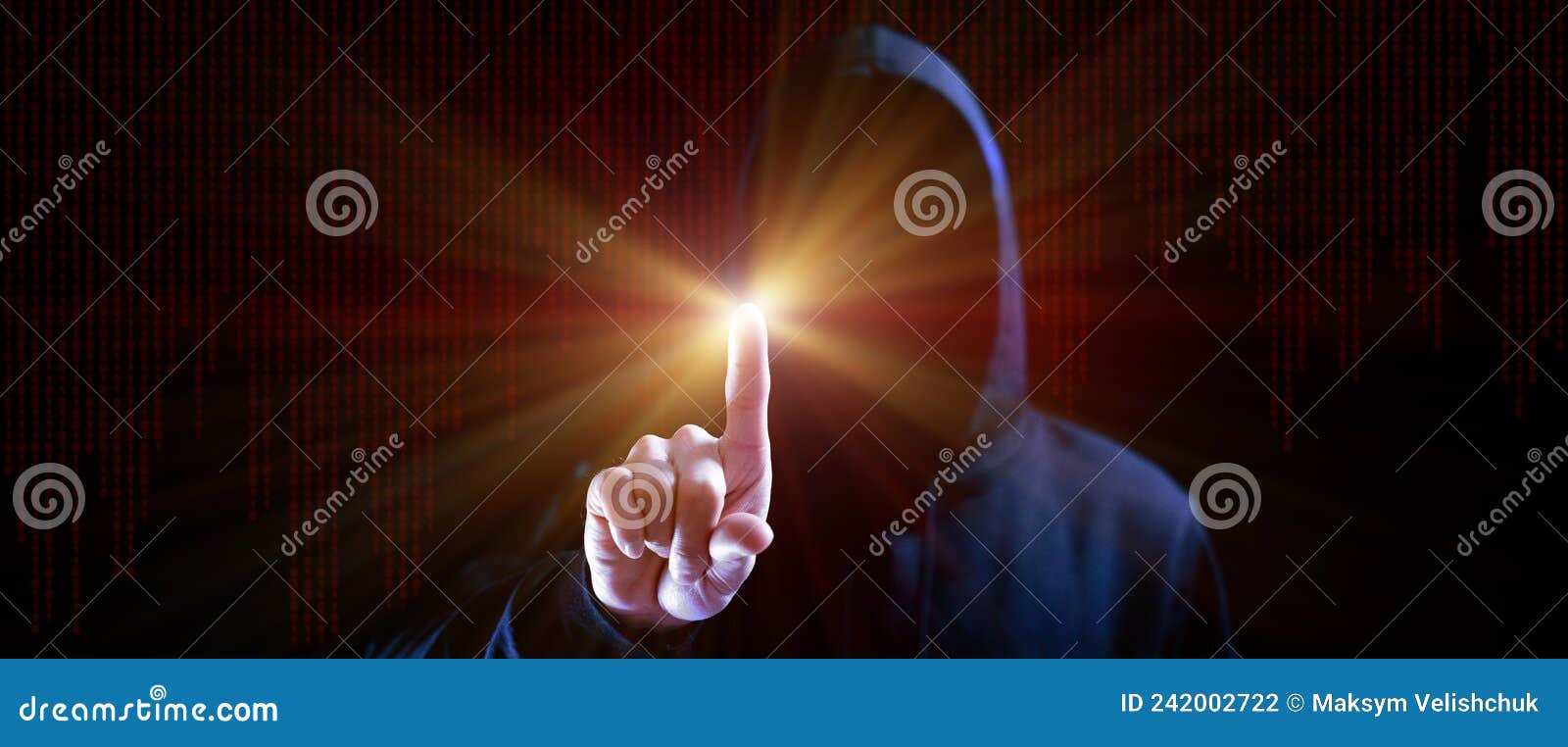 Hacker Security Cyber Attack. Hacker Man Hand Isolated on Black Stock ...