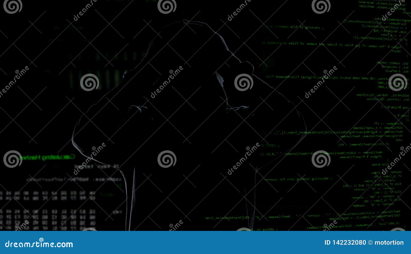 Hacker Shadow Touching Head Against Codes Background, Unsuccessful ...