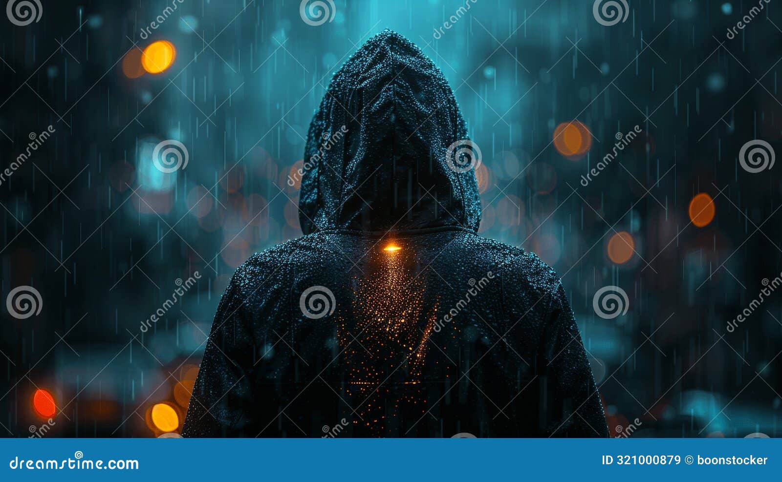 Hacker in Shadowy Ambiance, Enigmatic, Digital Matrix Code Cascading ...