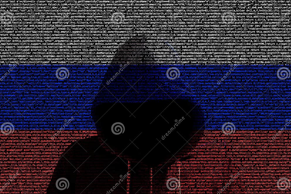Hacker Shininhg through Russian Computer Code Flag Stock Illustration ...