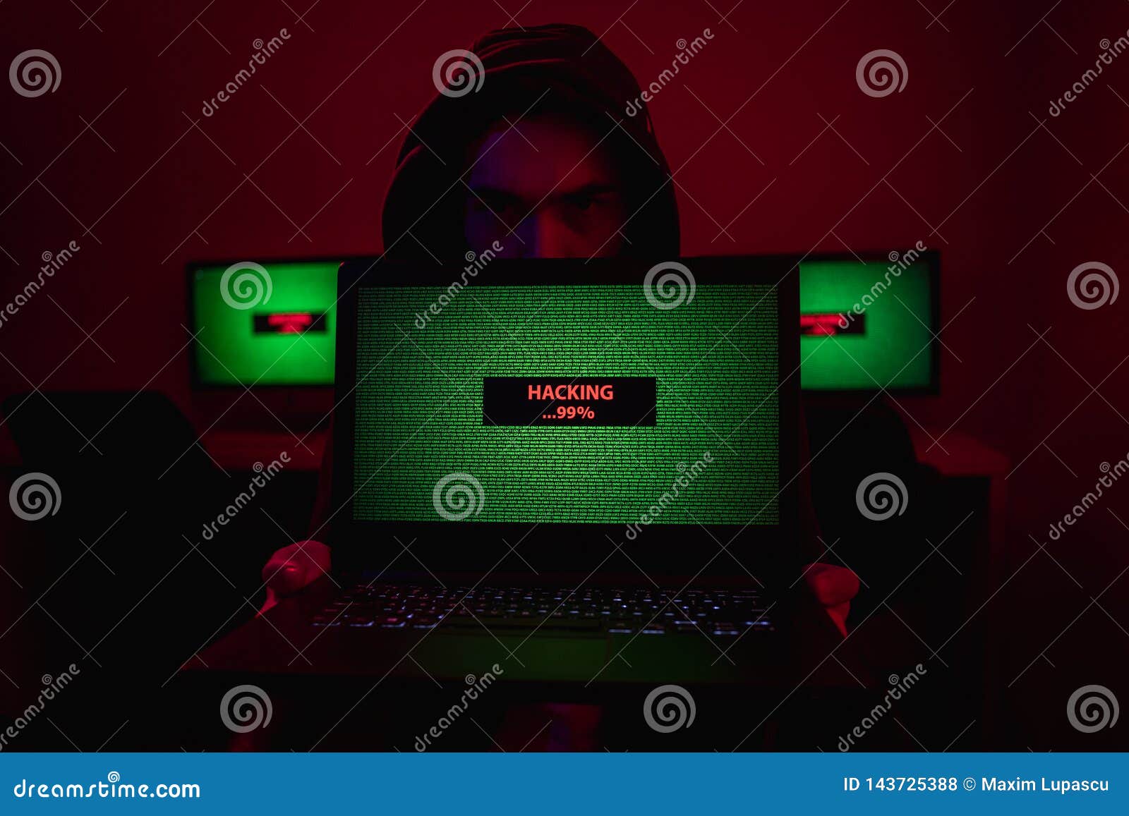 Hacker Showing Laptop with Malware Stock Photo - Image of malware ...