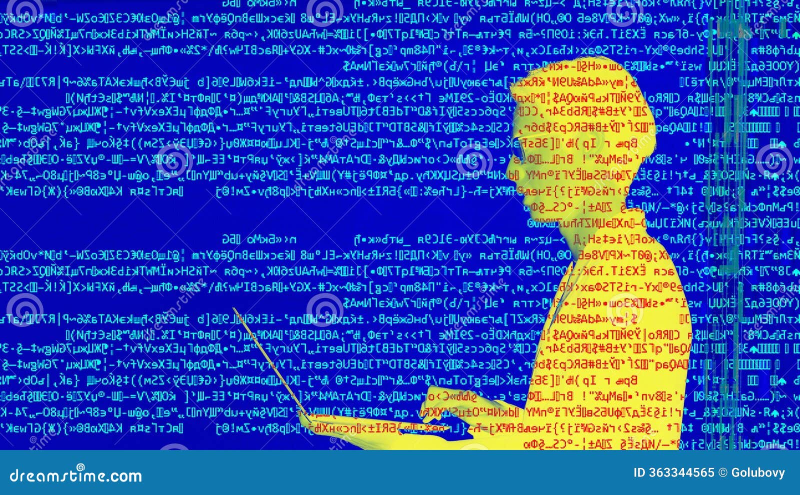 Hacker Silhouette Data Security Encryption Man Stock Image - Image of ...