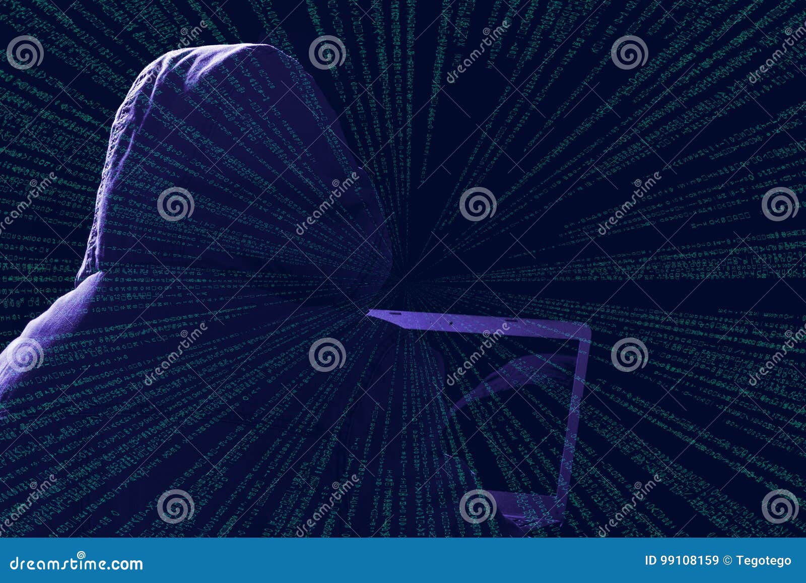 Hacker Silhouette with Matrix Code Stock Image - Image of cyber ...