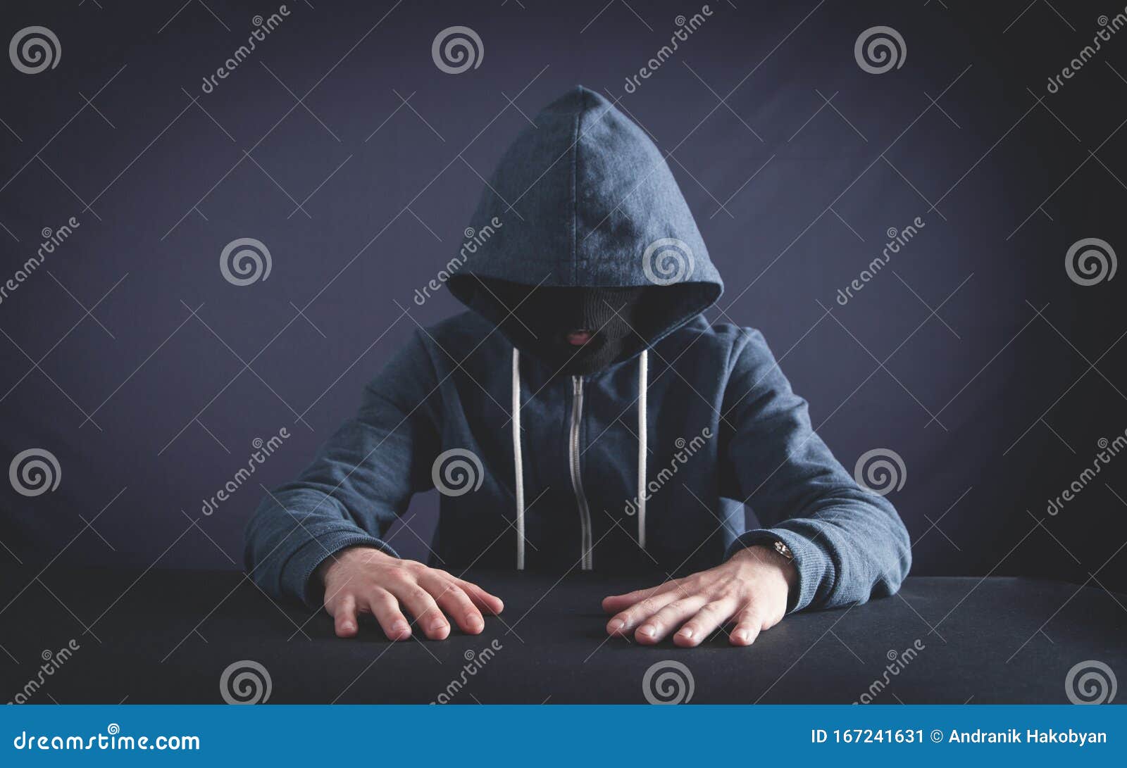 Hacker Sitting Alone in Dark Room Stock Image - Image of gangster ...