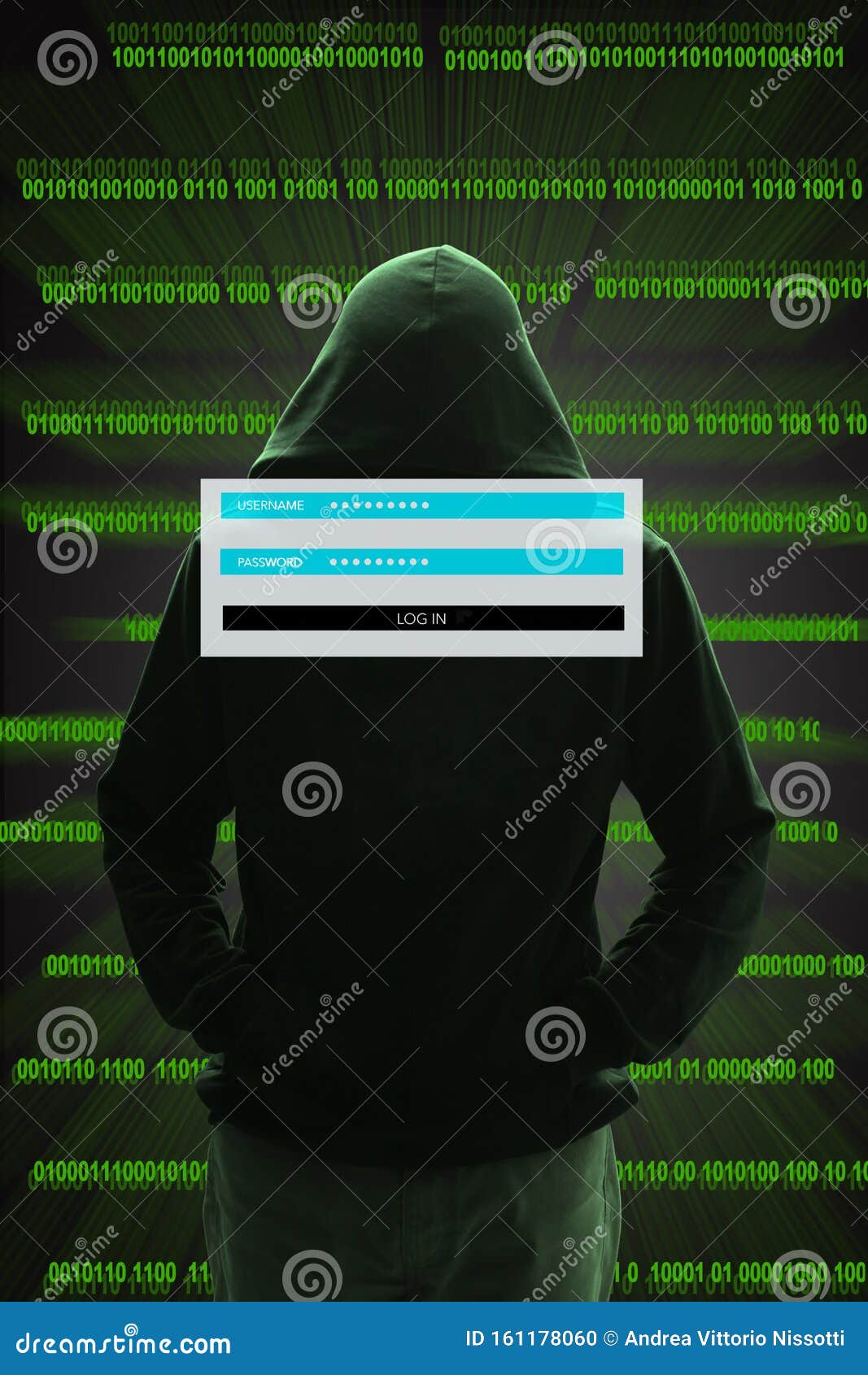 Hacker Sitting at the Desk with Binary Codes on Transparency Stock ...