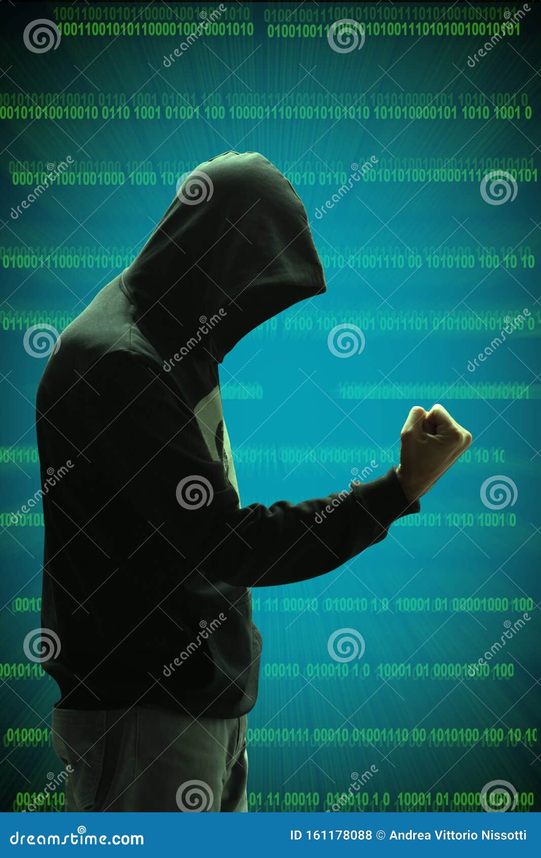 Hacker Sitting at the Desk with Binary Codes on Transparency Stock ...