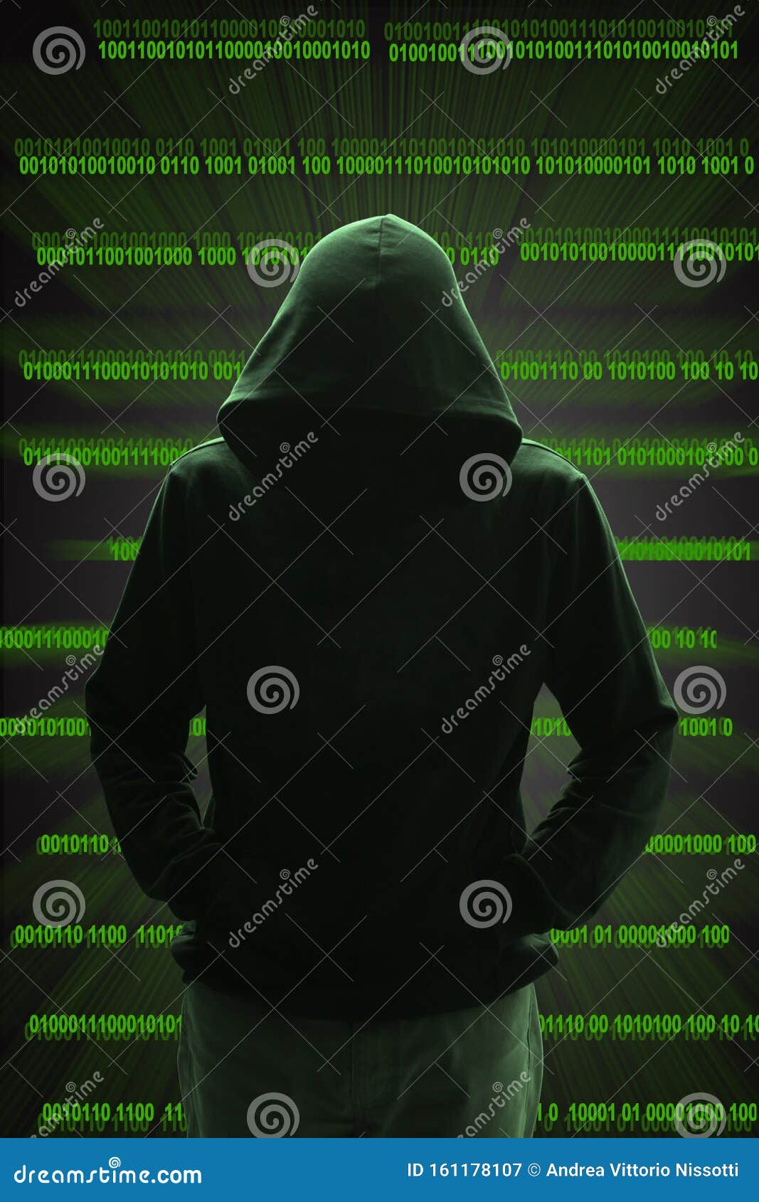 Hacker Sitting At The Desk With Binary Codes On Transparency Royalty ...