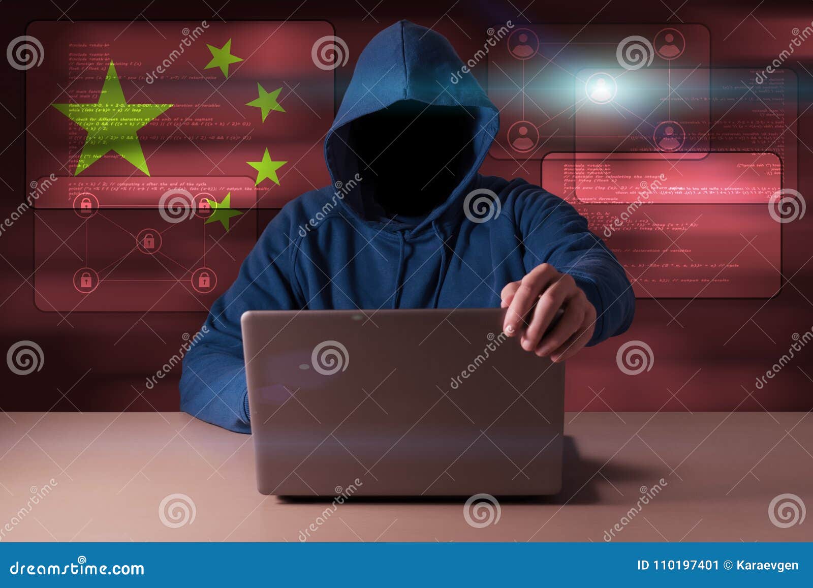 Hacker Sitting in Front of a Laptop Stock Image - Image of digital ...