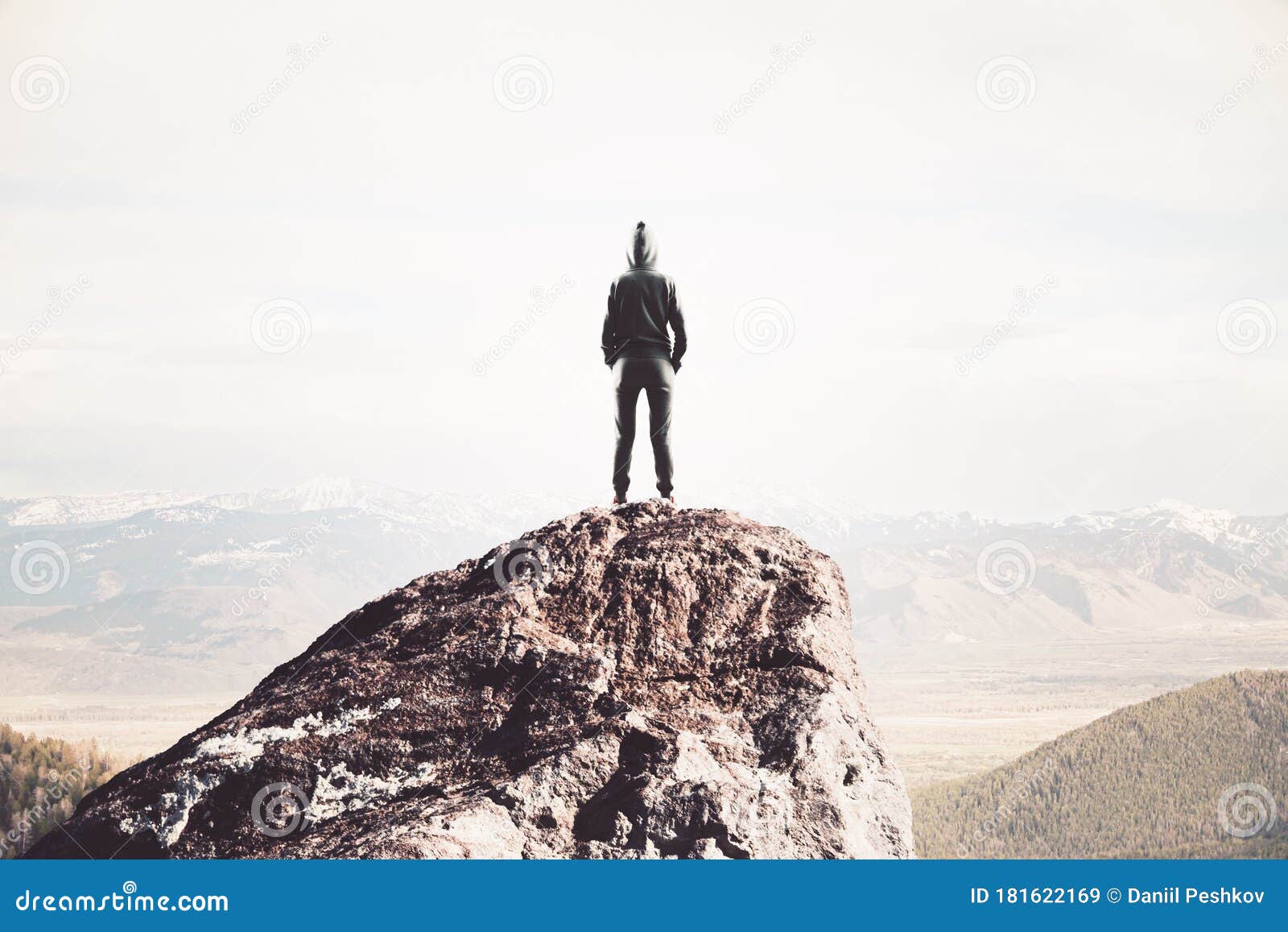 Hacker Standing on Abstract Mountain Stock Image - Image of outdoors ...