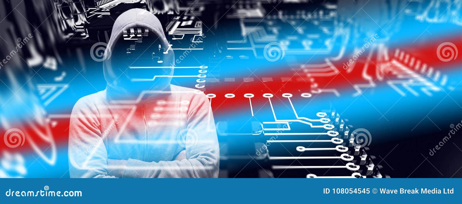 Composite Image of Hacker Standing with Arms Crossed Stock Illustration ...