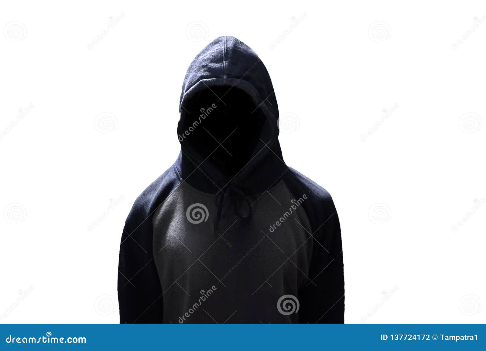 Hacker Standing Isolated on White Background. Human Anonymous in Safety ...