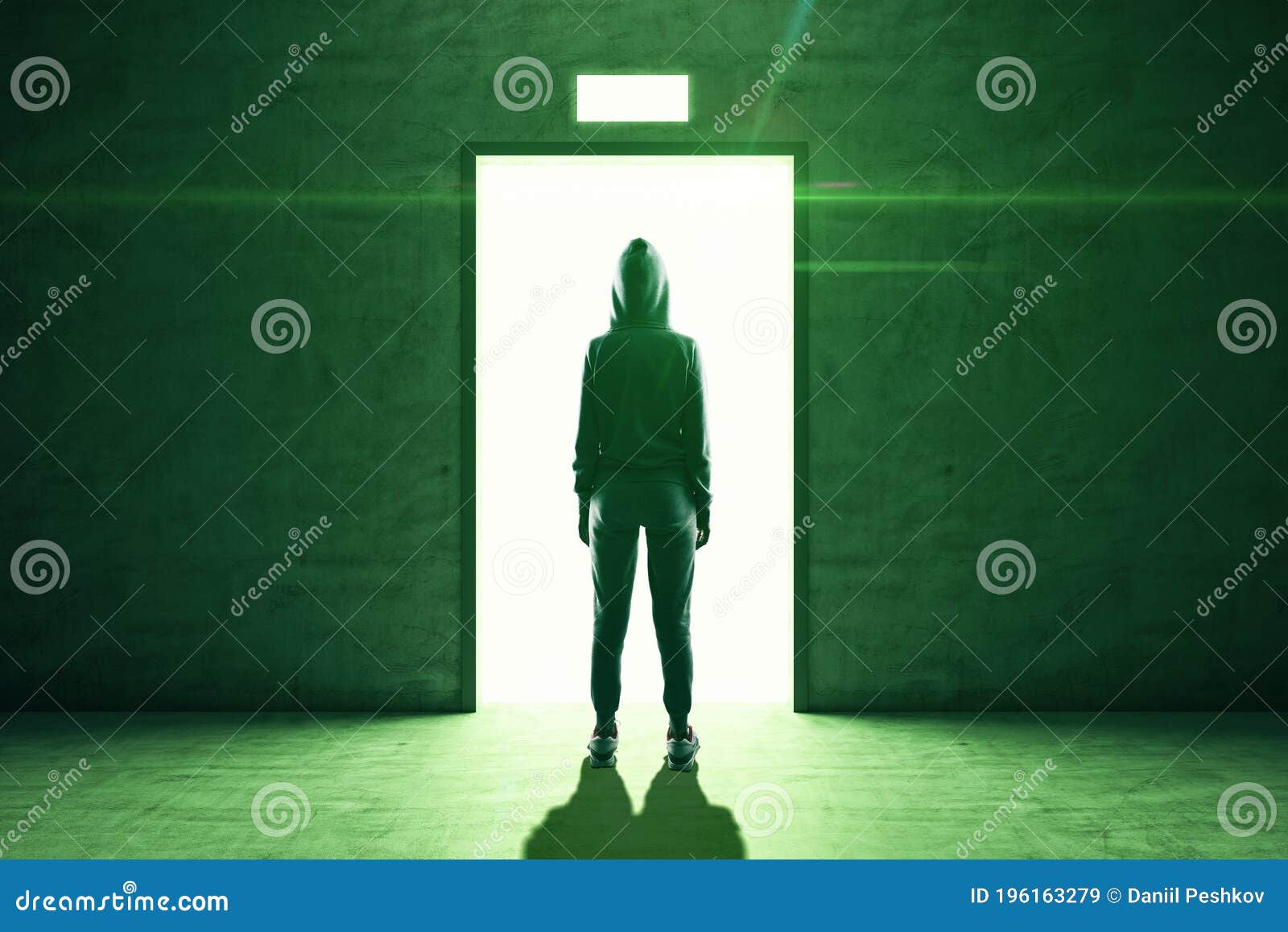 Hacker Stands in Front of an Open Elevator Door Stock Image - Image of ...