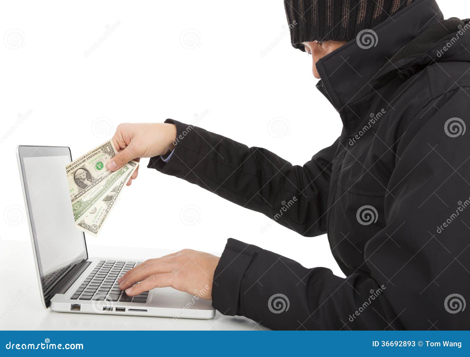 Hacker Steal Money from the Internet with Laptop Stock Image - Image of ...