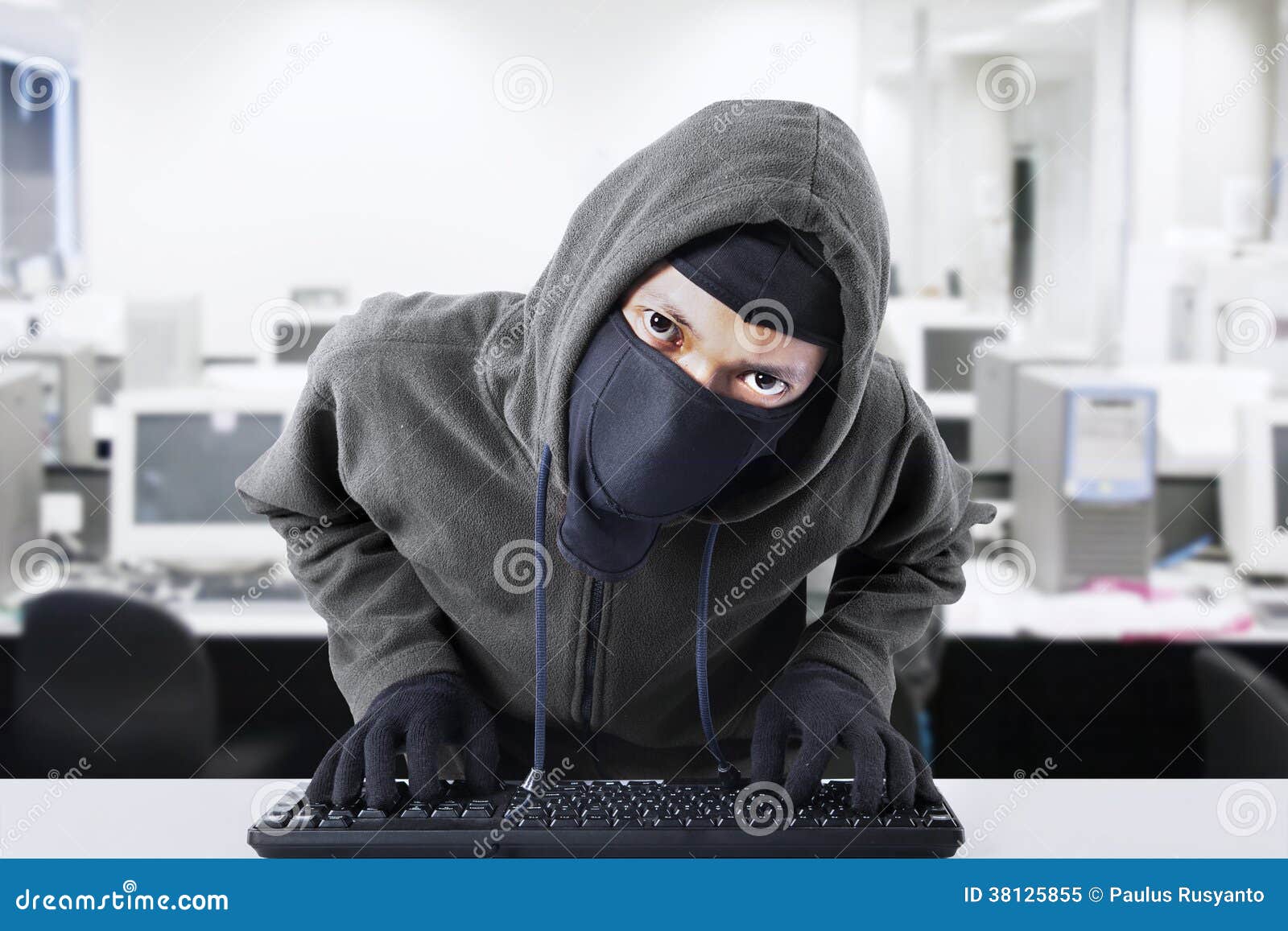 Hacker Stealing Business Data at Office Stock Image - Image of cyber ...