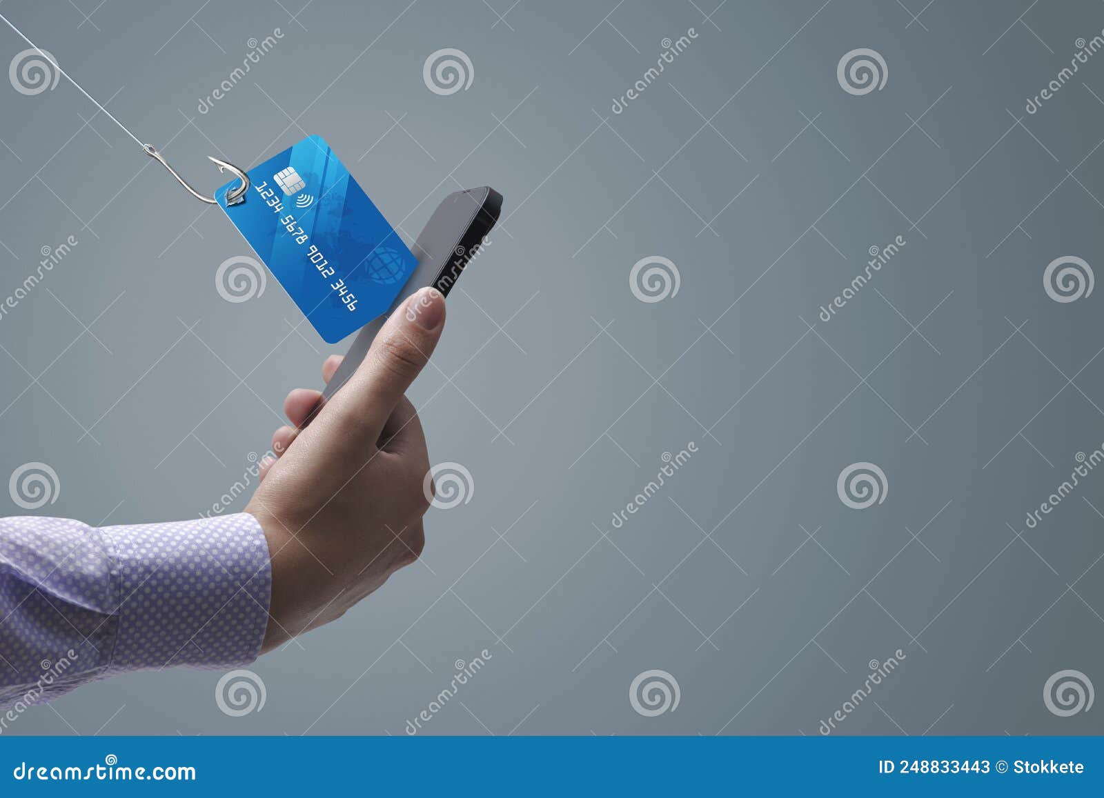 Hacker Stealing Credit Card Information on a Smartphone Stock Image ...