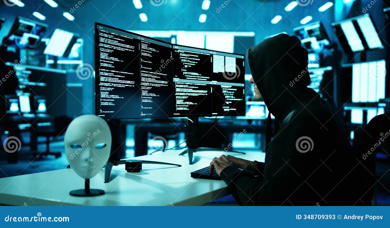 Hacker Stealing Data from Computer Stock Image - Image of desktop ...