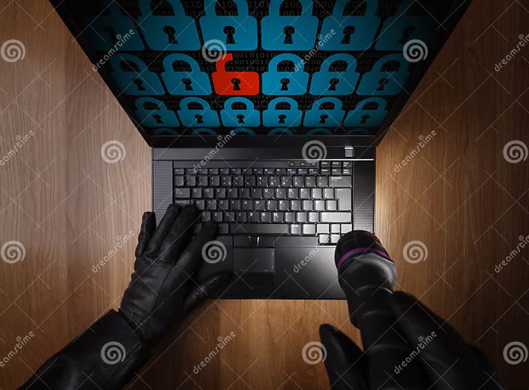 Hacker Stealing Data from a Laptop Stock Photo - Image of concentration ...