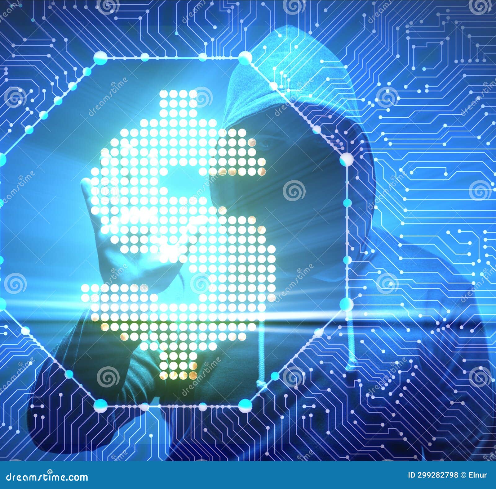 Hacker Stealing Dollars from Bank Stock Photo - Image of identity ...