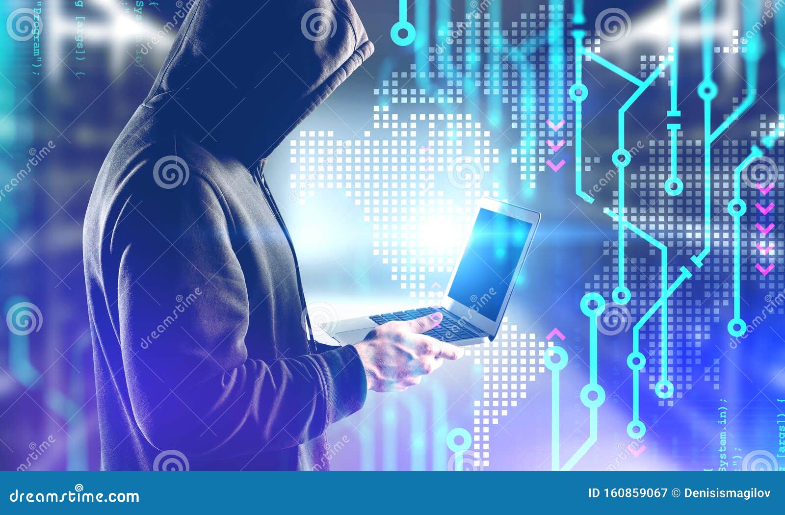 Hacker Stealing Information, Circuit Interface Stock Image - Image of ...