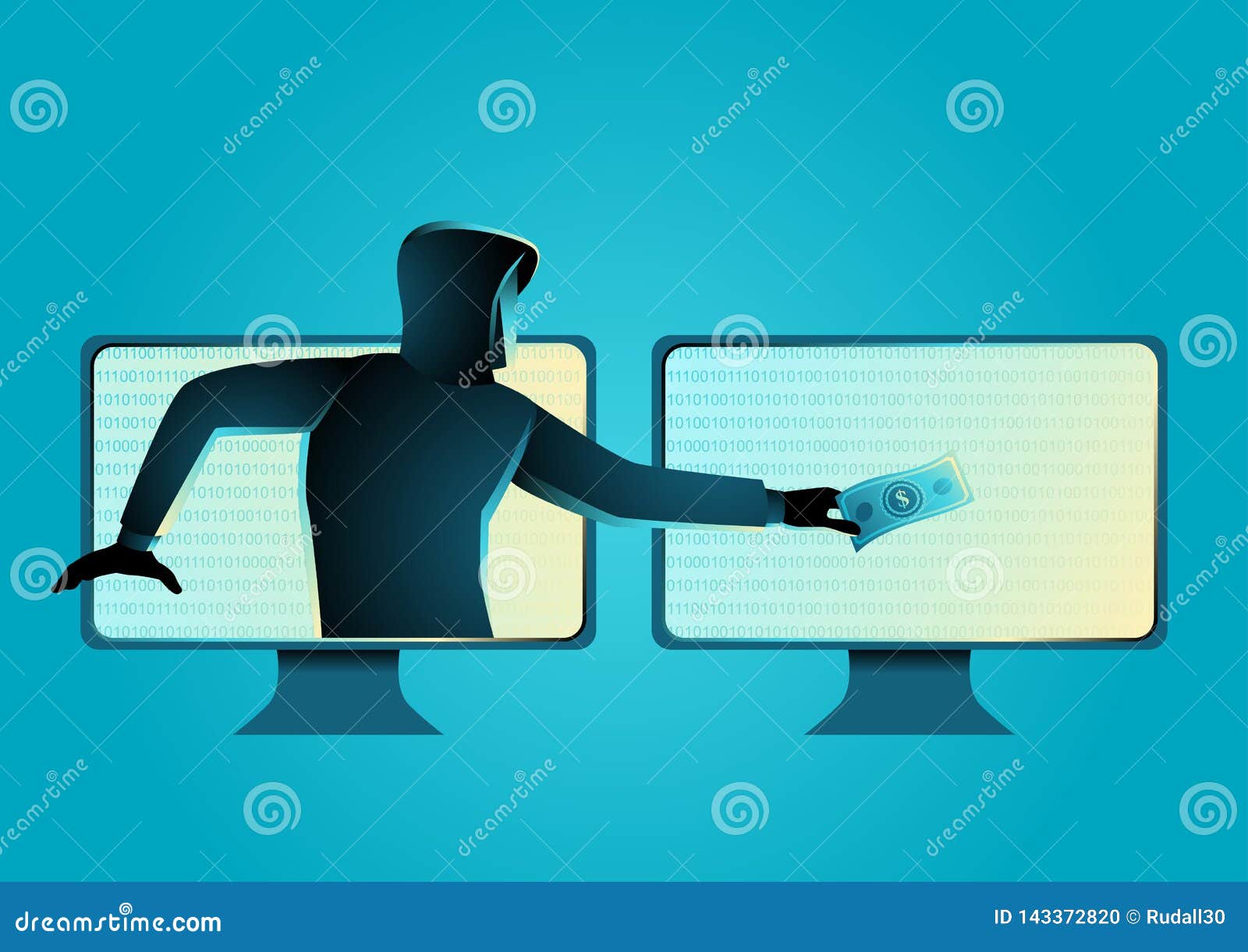 Hacker Stealing Money stock vector. Illustration of infection - 143372820
