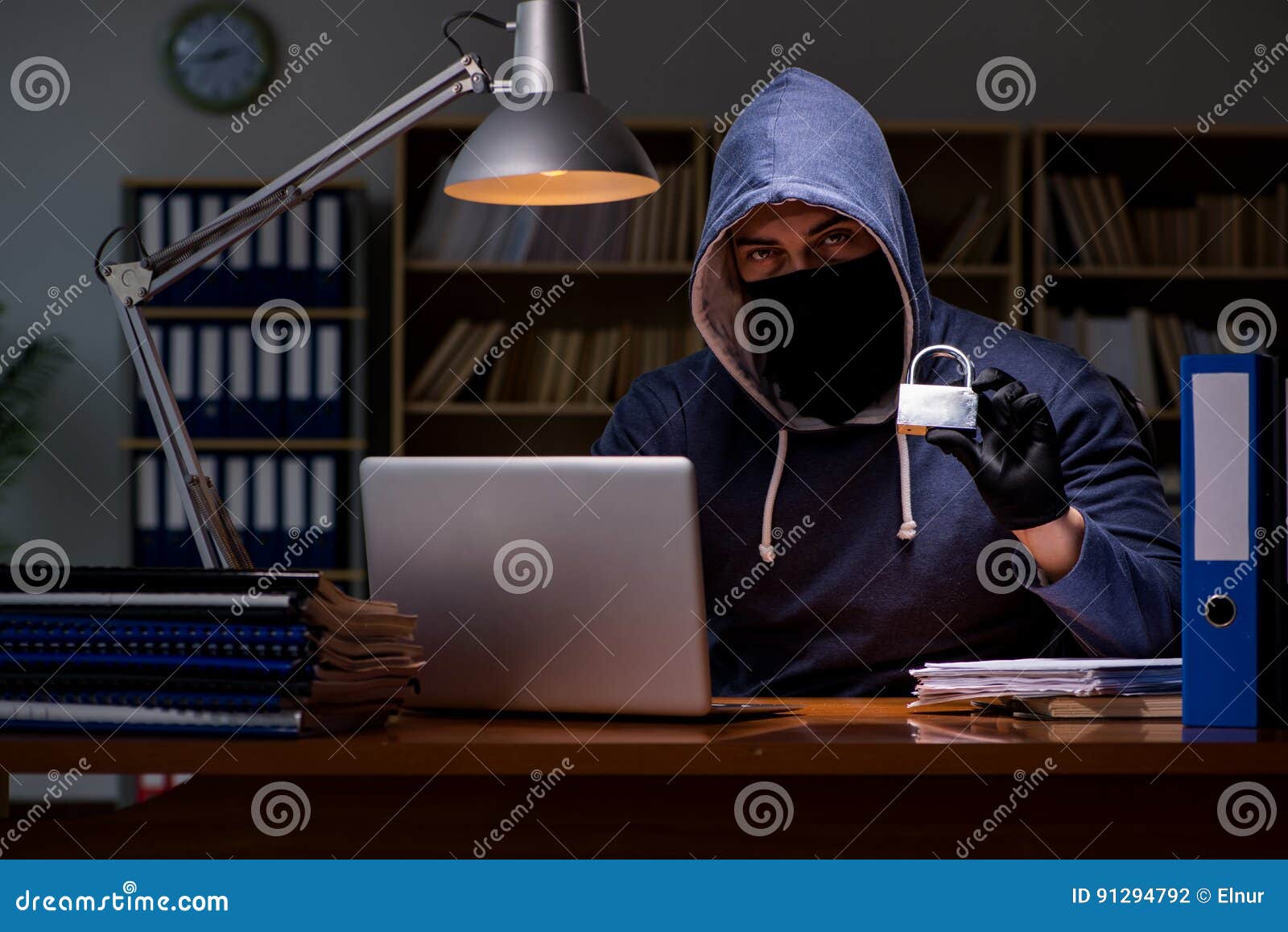 The Hacker Stealing Personal Data from Home Computer Stock Photo ...