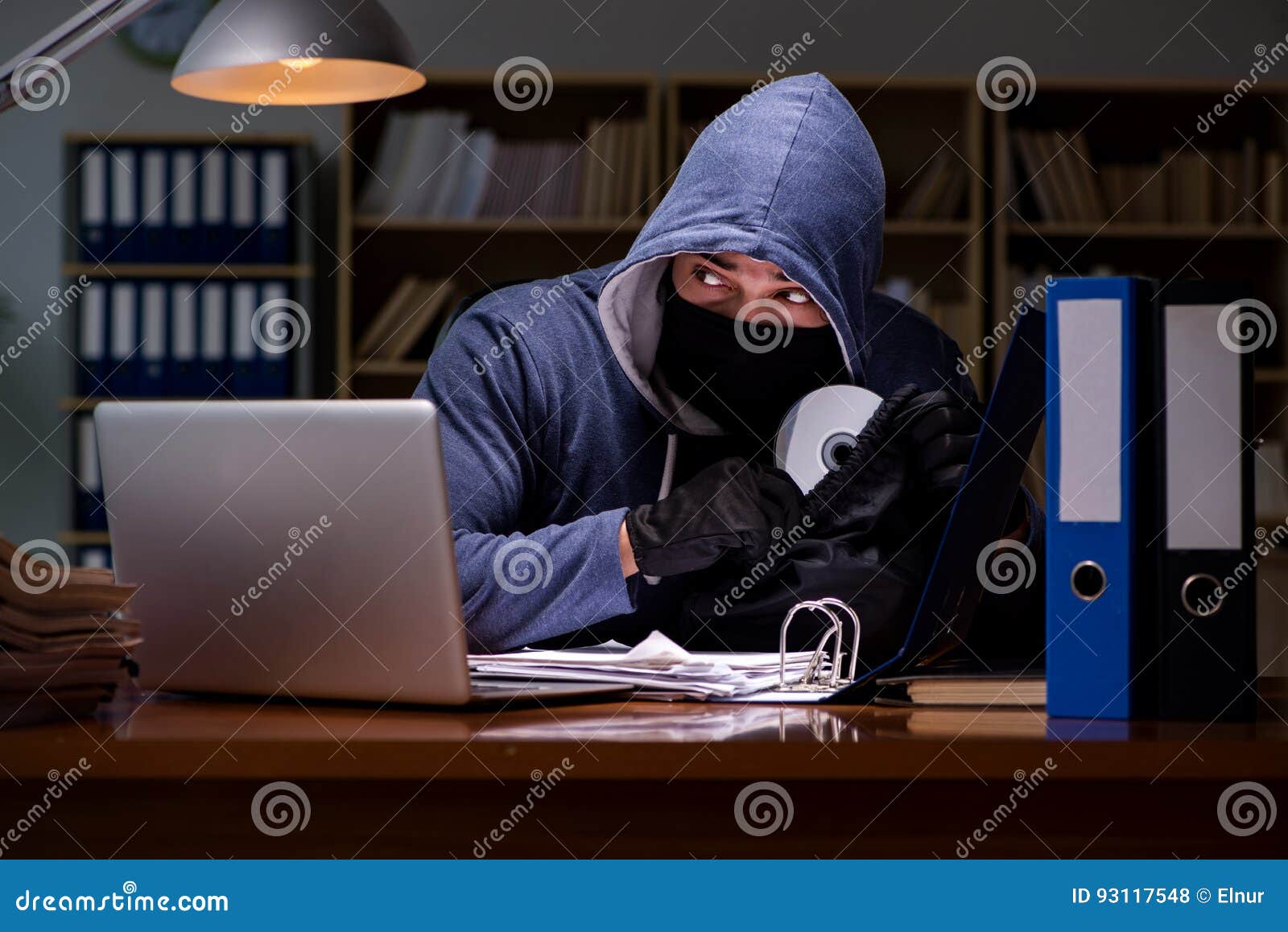 The Hacker Stealing Personal Data from Home Computer Stock Photo ...