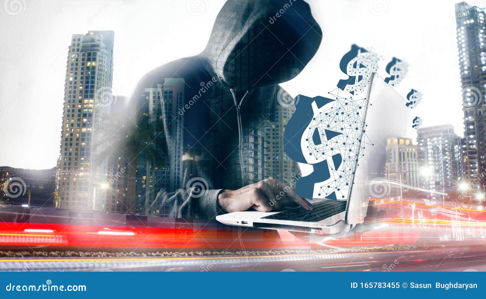 Hacker Steals Money and Sends Money from the Account Stock Image ...