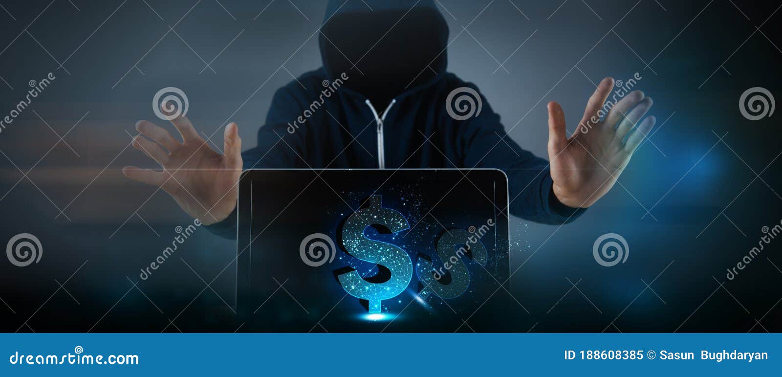 Hacker Steals Money and Sends Money from the Account Stock Image ...
