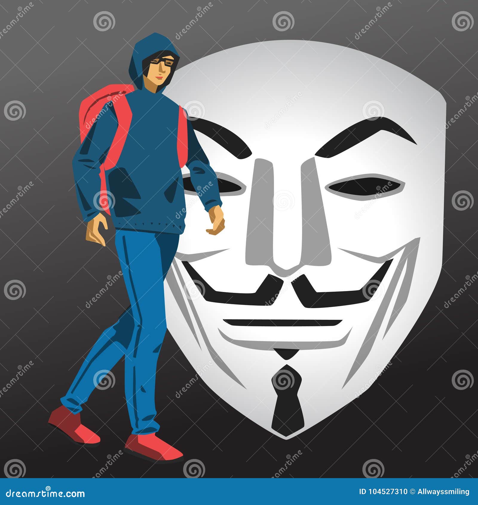 Hacker Student Walking Vector Illustration Editorial Image ...
